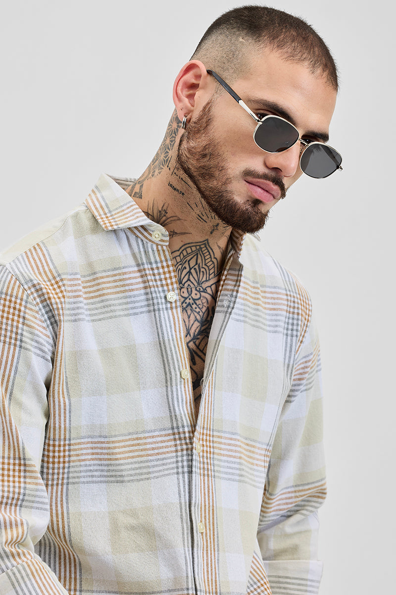 Buy Men's Beige Checks Slim Fit Shirts Online | Snitch – SNITCH
