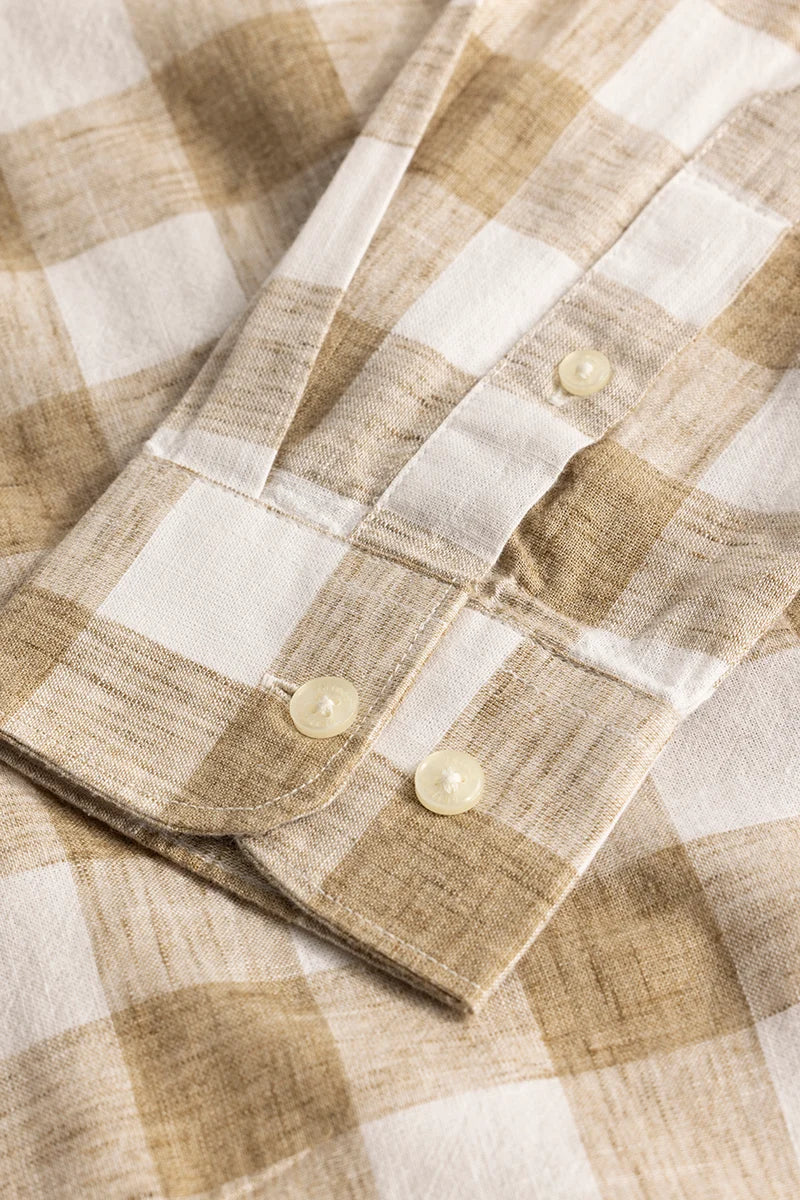 Buy Men's Beige Checks Linen Shirt Online | Snitch – SNITCH