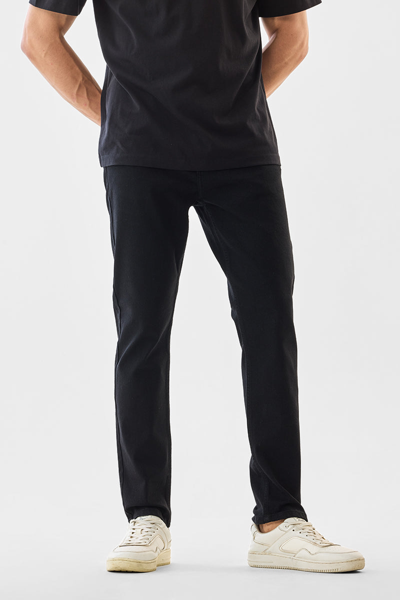 Buy Men's Dark Black Mid Rise Slim Fit Core Lab Jeans Online | Snitch ...