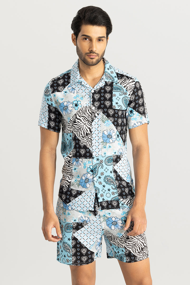 Buy Men's Mix-Match Vector Blue Co-Ords Online | SNITCH