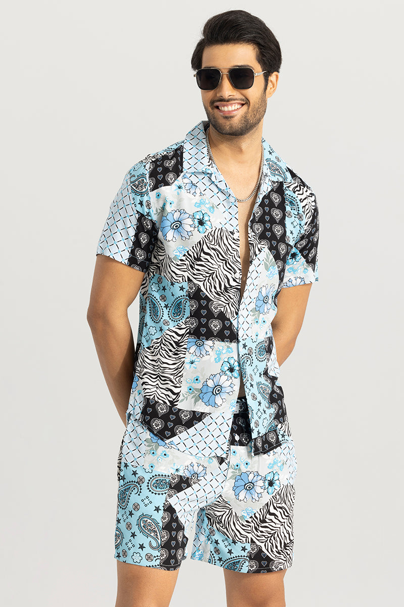 Buy Men's Mix-Match Vector Blue Co-Ords Online | SNITCH