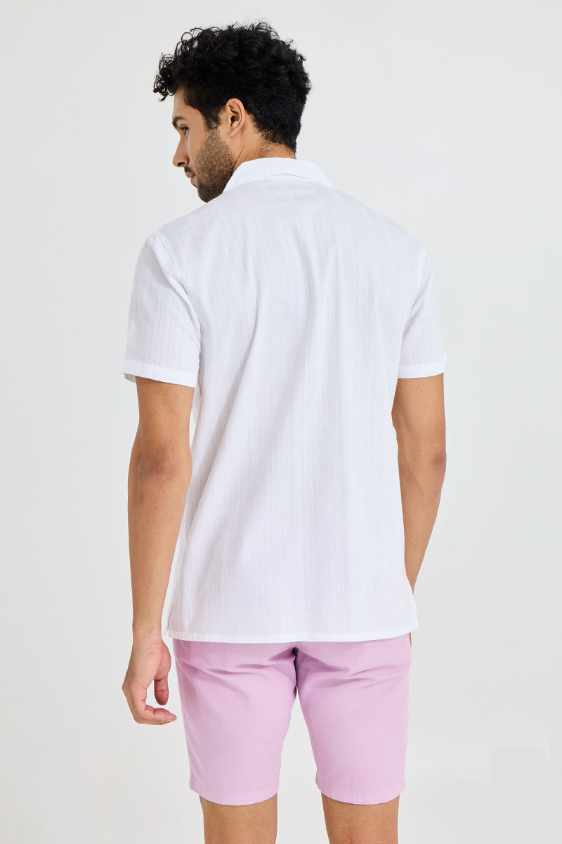 Buy Men's Parallel Wave Design White Shirt Online | SNITCH