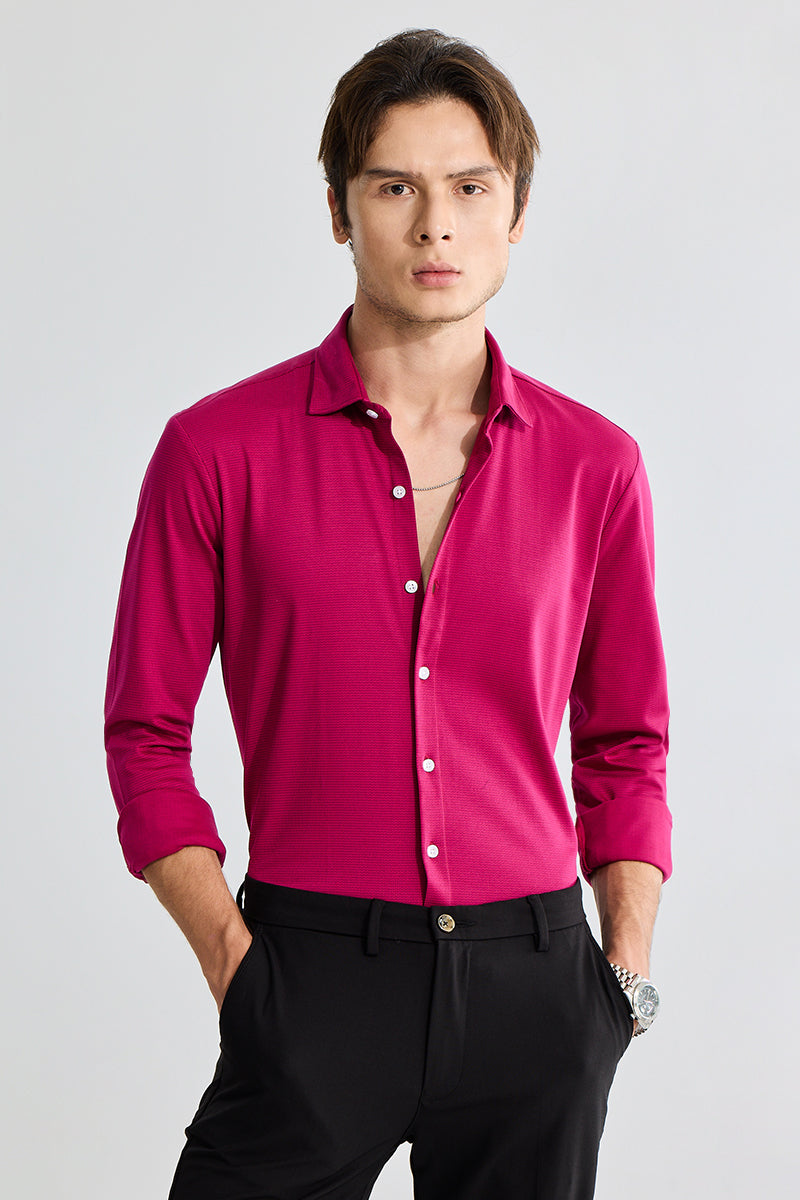 Buy Men's EasyFlex Self Design Red Shirt Online | SNITCH