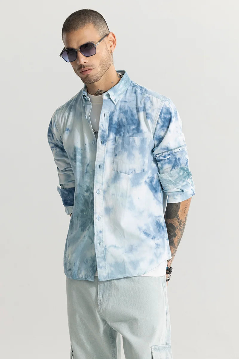Buy Men's Cloudburst Light Blue Shirt Online | SNITCH