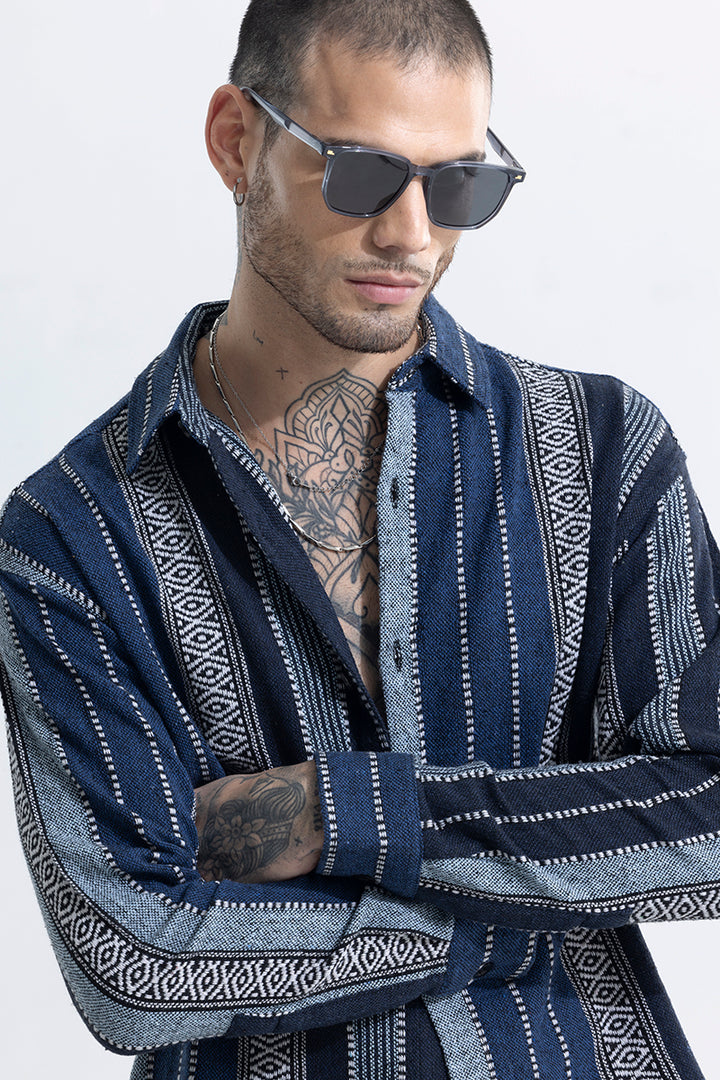 Buy Men's Pliant Line Navy Shirt Online | SNITCH