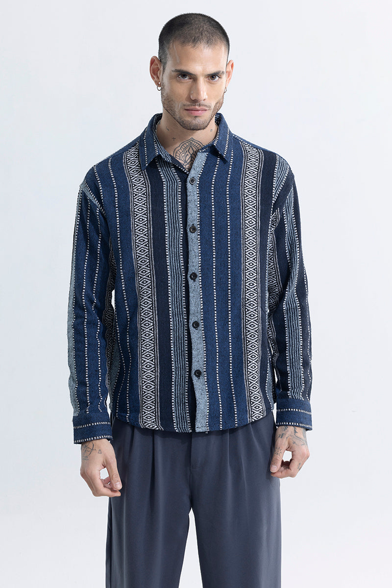 Buy Men's Pliant Line Navy Shirt Online | SNITCH