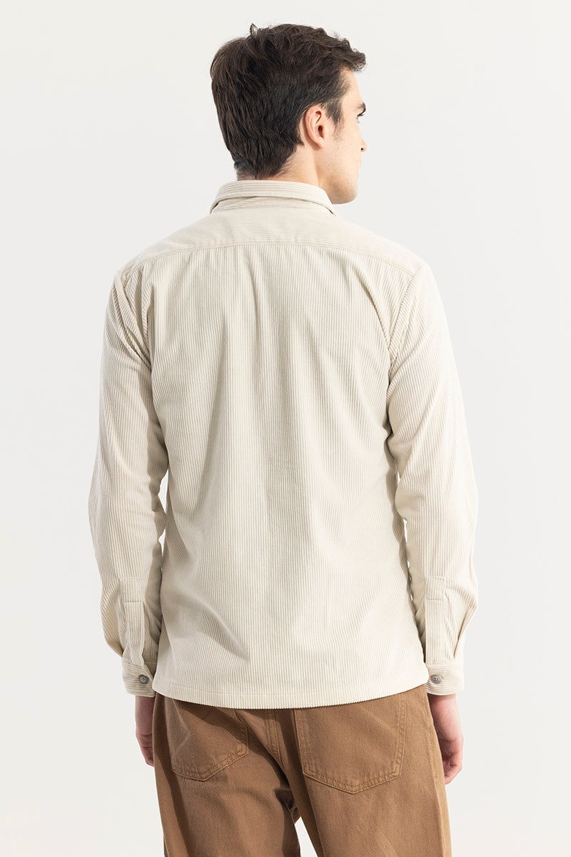 Buy Men's Softline Corduroy Cream Overshirt Online | SNITCH