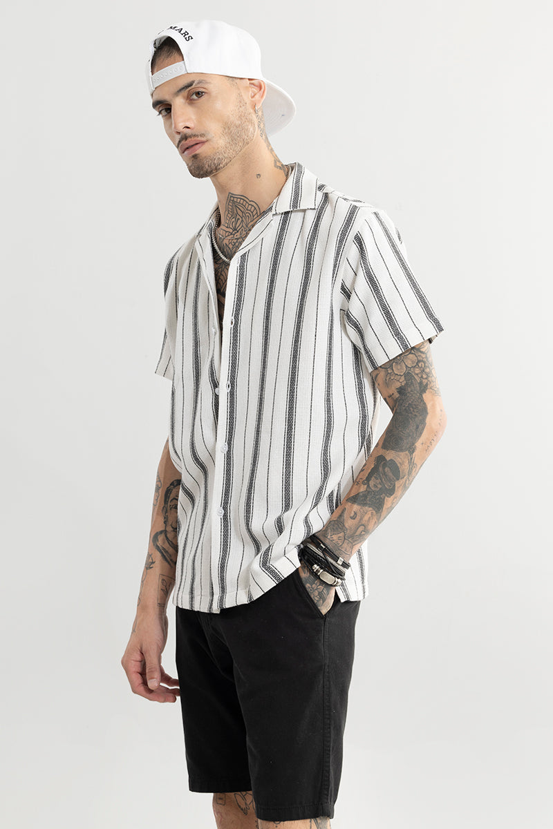 Buy Men's Neutral Stripe White Shirt Online | SNITCH