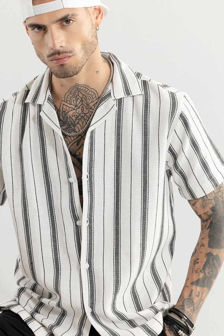 Buy Men's Neutral Stripe White Shirt Online | SNITCH