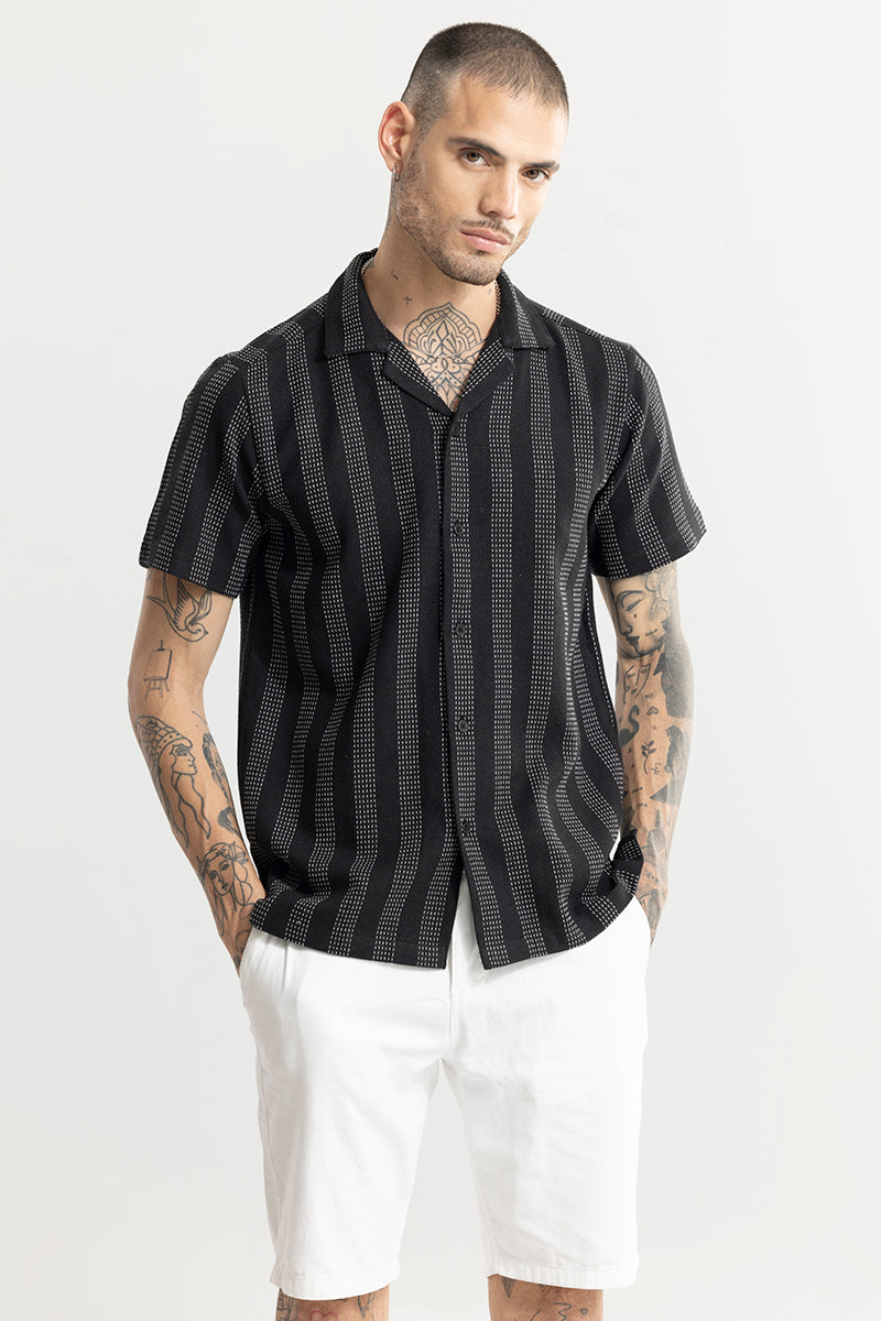 Buy Men's Neutral Stripe Black Shirt Online | SNITCH
