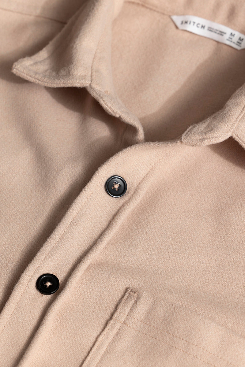 Buy Men's Inferno Cream Wool Overshirt Online | SNITCH