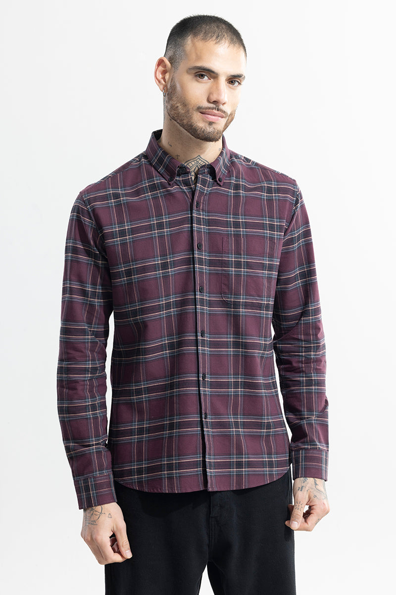 Buy Men's Window Twist Purple Checks Shirt Online | SNITCH