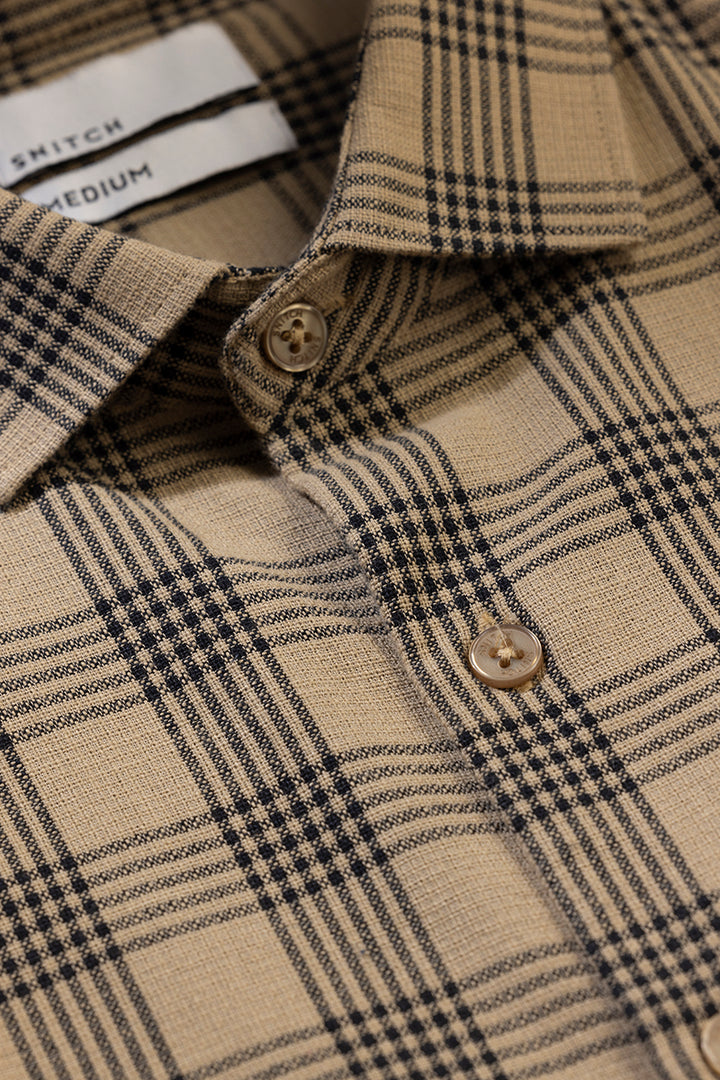 Buy Men's Crosshatch Beige Checks Shirt Online | SNITCH