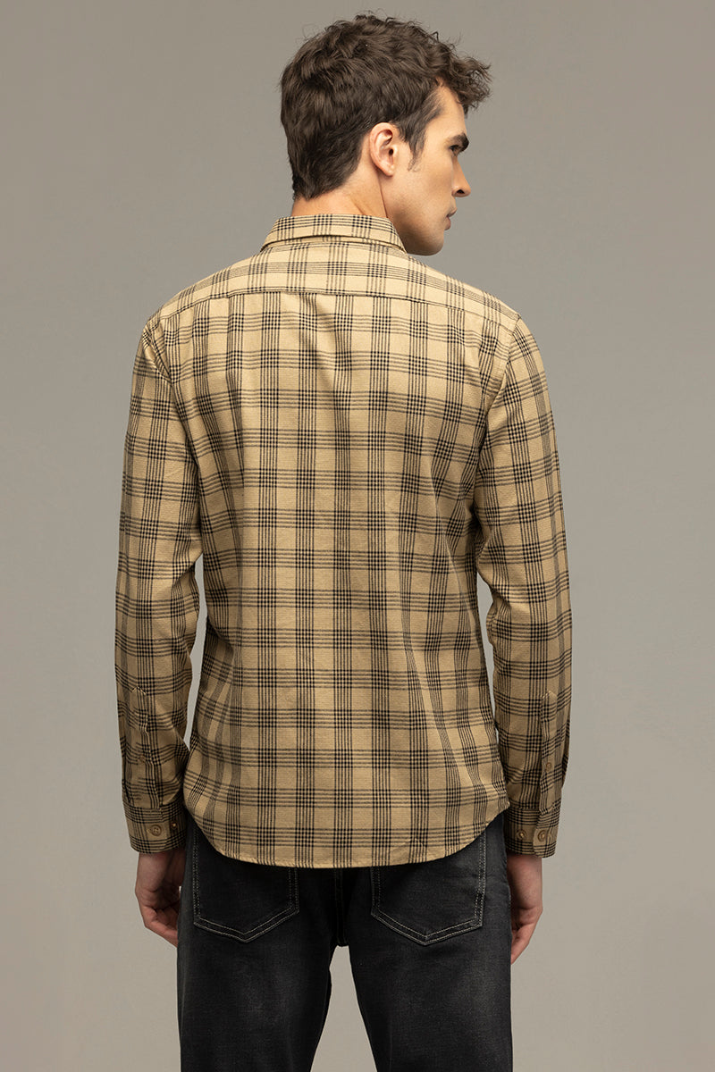 Buy Men's Crosshatch Beige Checks Shirt Online | SNITCH