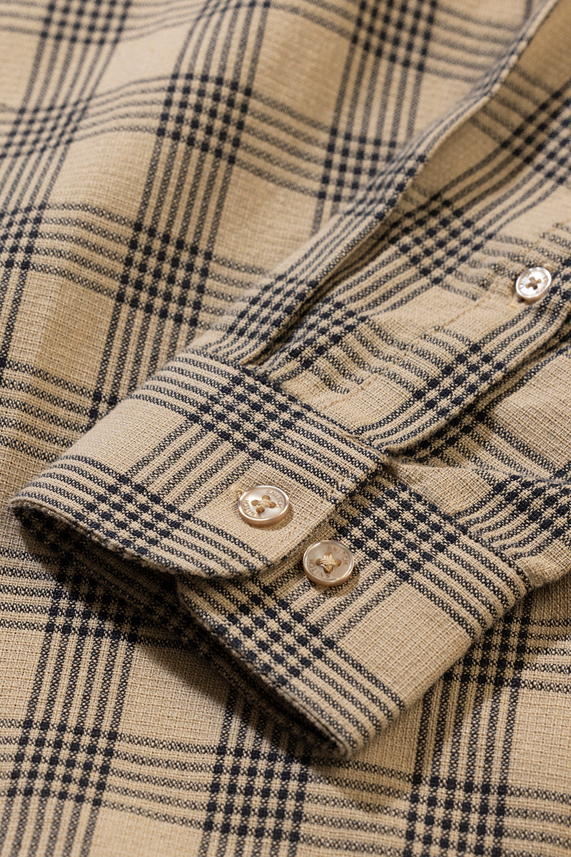 Buy Men's Crosshatch Beige Checks Shirt Online | SNITCH