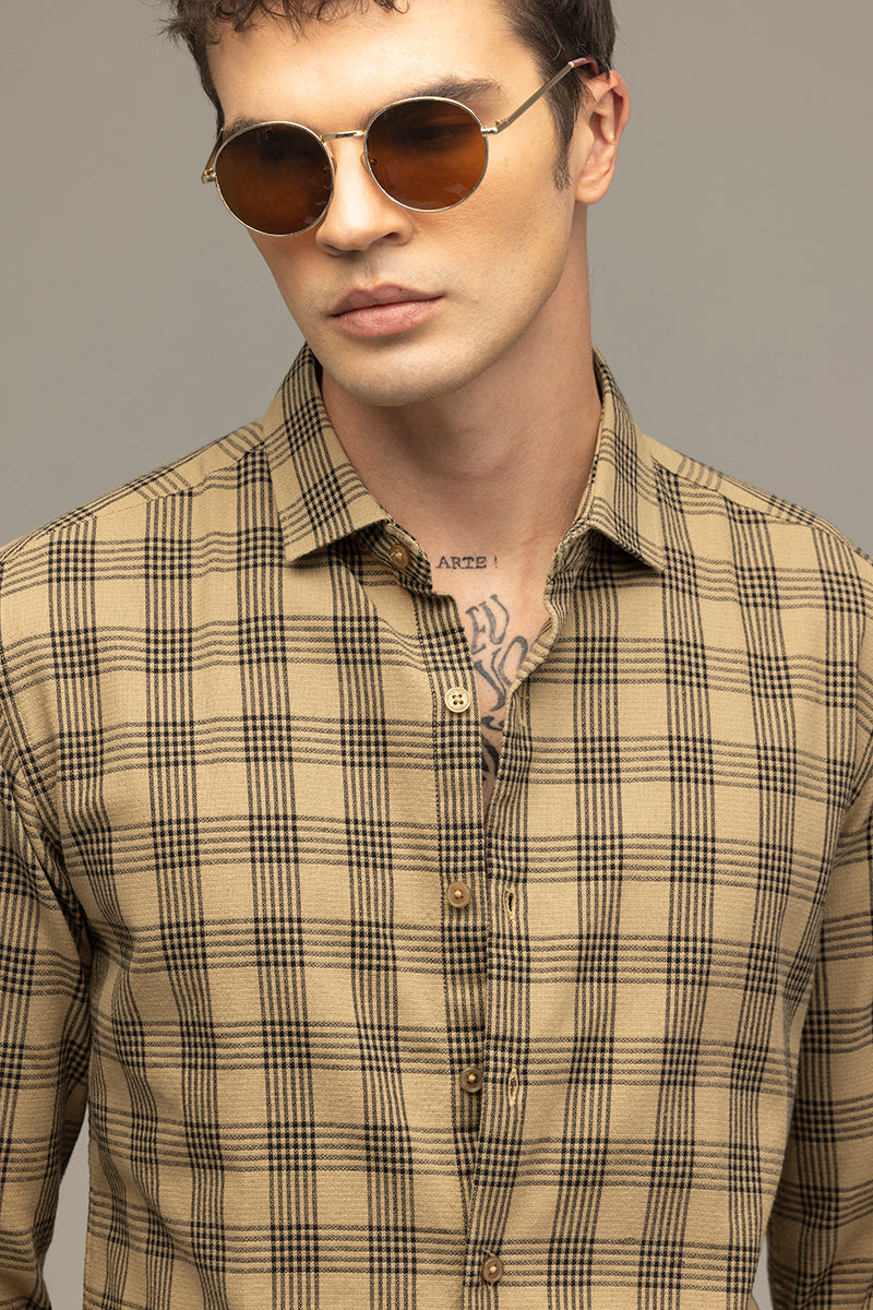 Buy Men's Crosshatch Beige Checks Shirt Online | SNITCH