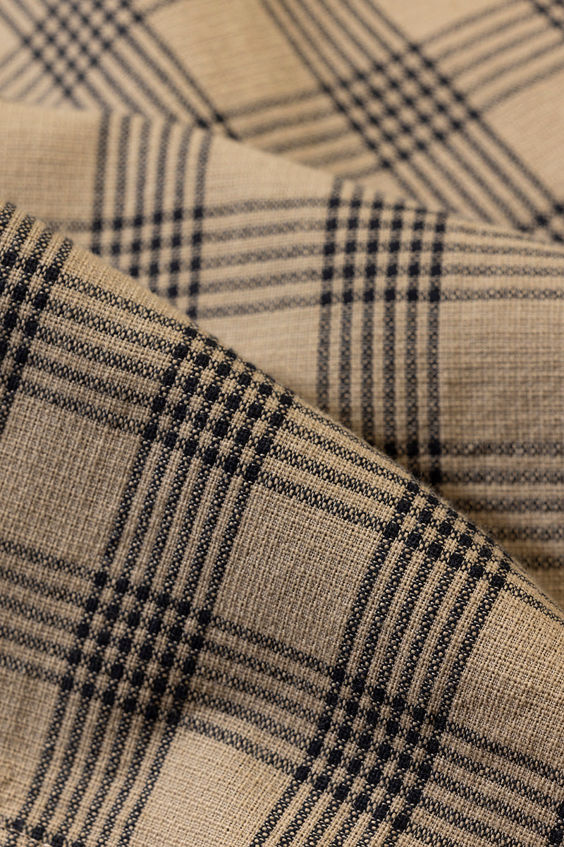Buy Men's Crosshatch Beige Checks Shirt Online | SNITCH