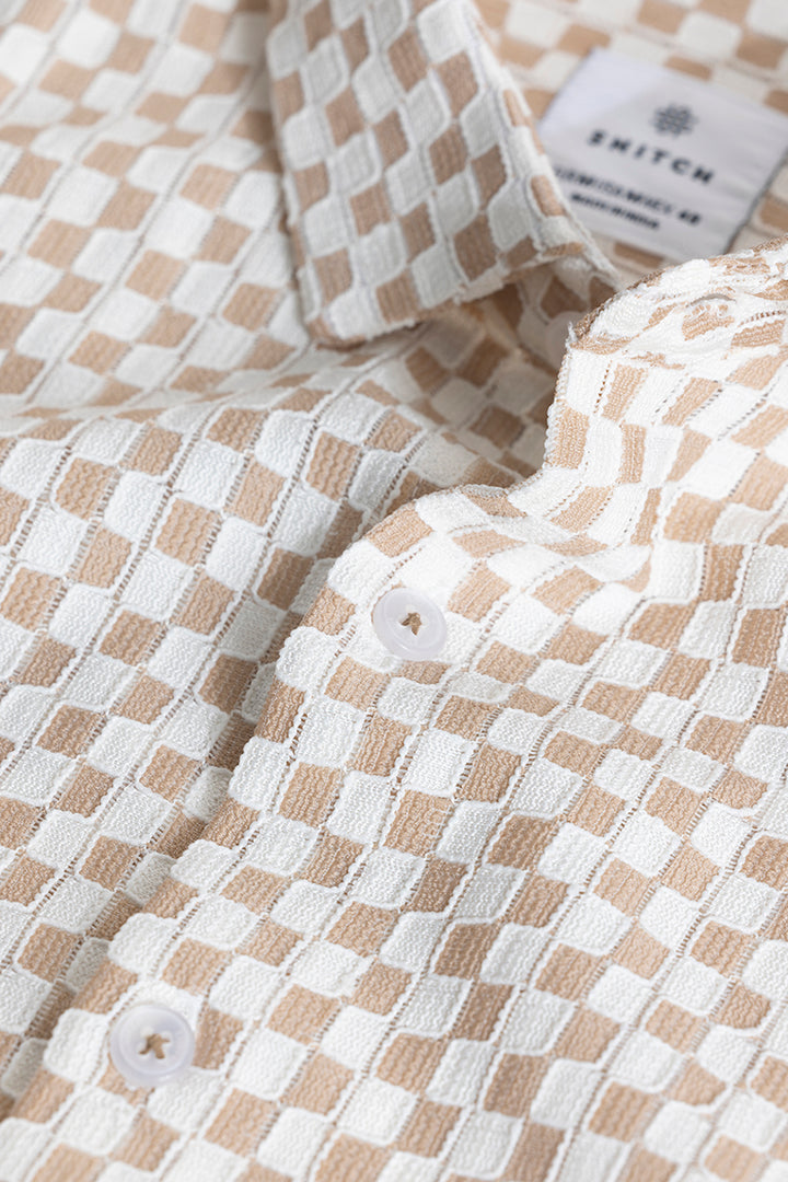 Buy Men's Snug Beige Checked Shirt Online | SNITCH
