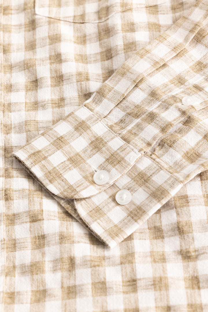 Buy Men's Beige Checks Linen Blend Shirt Online | Snitch – SNITCH
