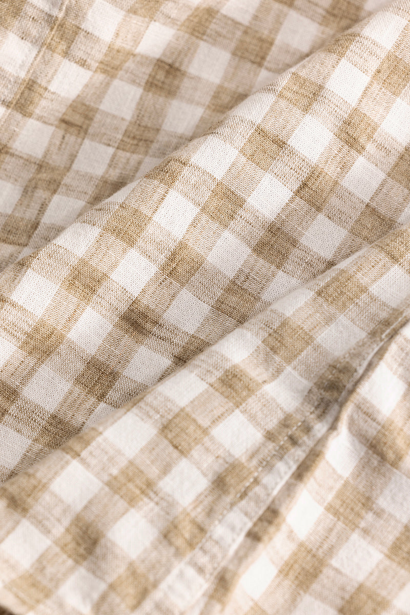 Buy Men's Beige Checks Linen Blend Shirt Online | Snitch – SNITCH