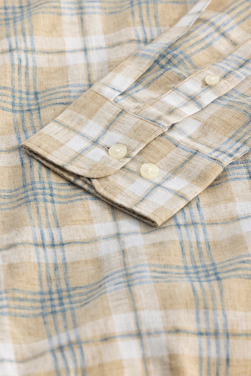 Buy Men's Beige Checks Linen Blend Shirt Online | Snitch – SNITCH