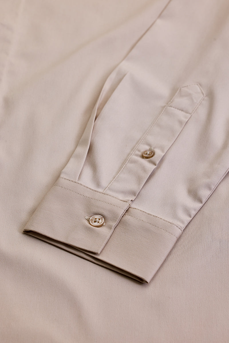 Buy Men's Beige Solid Concealed Placket Shirt Online | Snitch – SNITCH