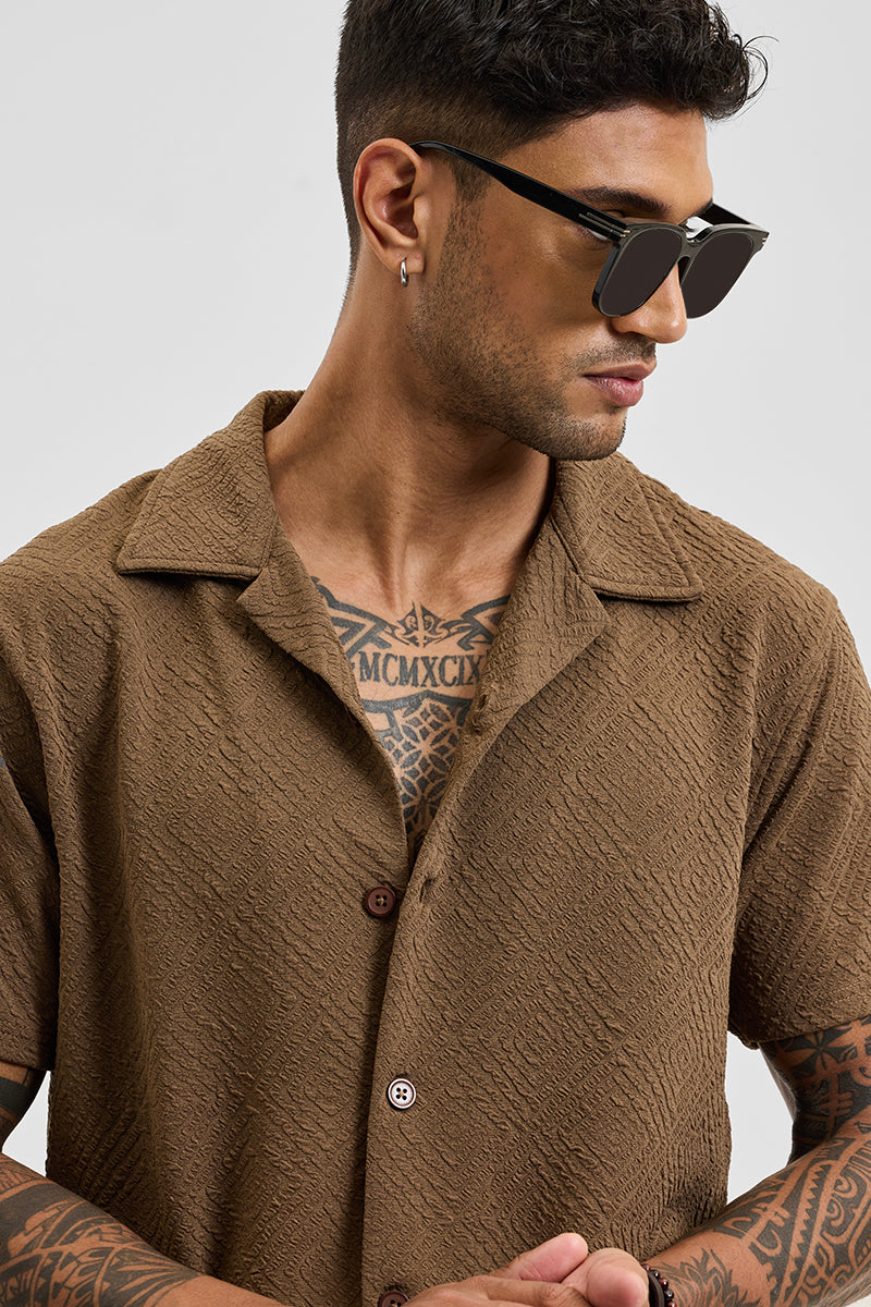 Buy Men's Brown Textured Box Fit Shirts Online | Snitch – SNITCH