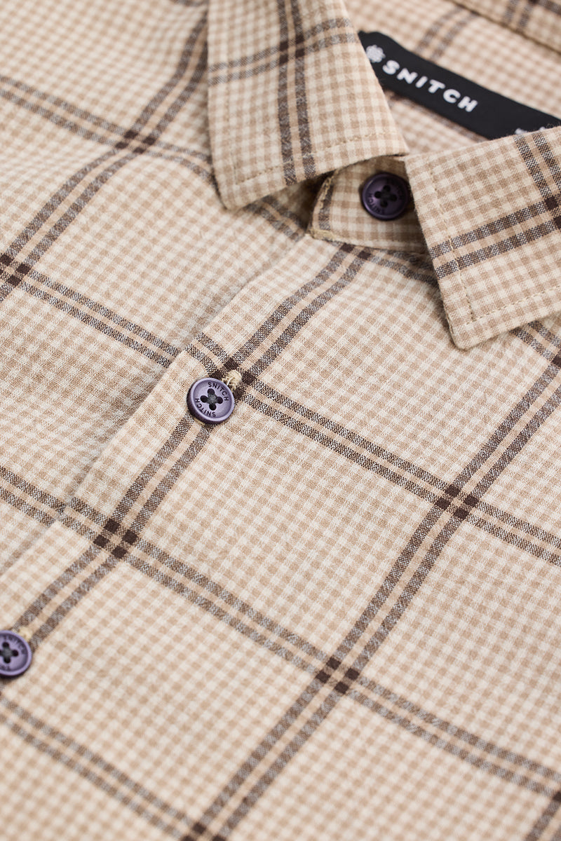 Buy Men's Beige Checks Slim Fit Shirts Online | Snitch – SNITCH