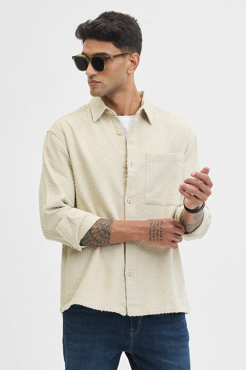 Buy Men's Cream Textured Regular Fit Overshirt Online | Snitch – SNITCH