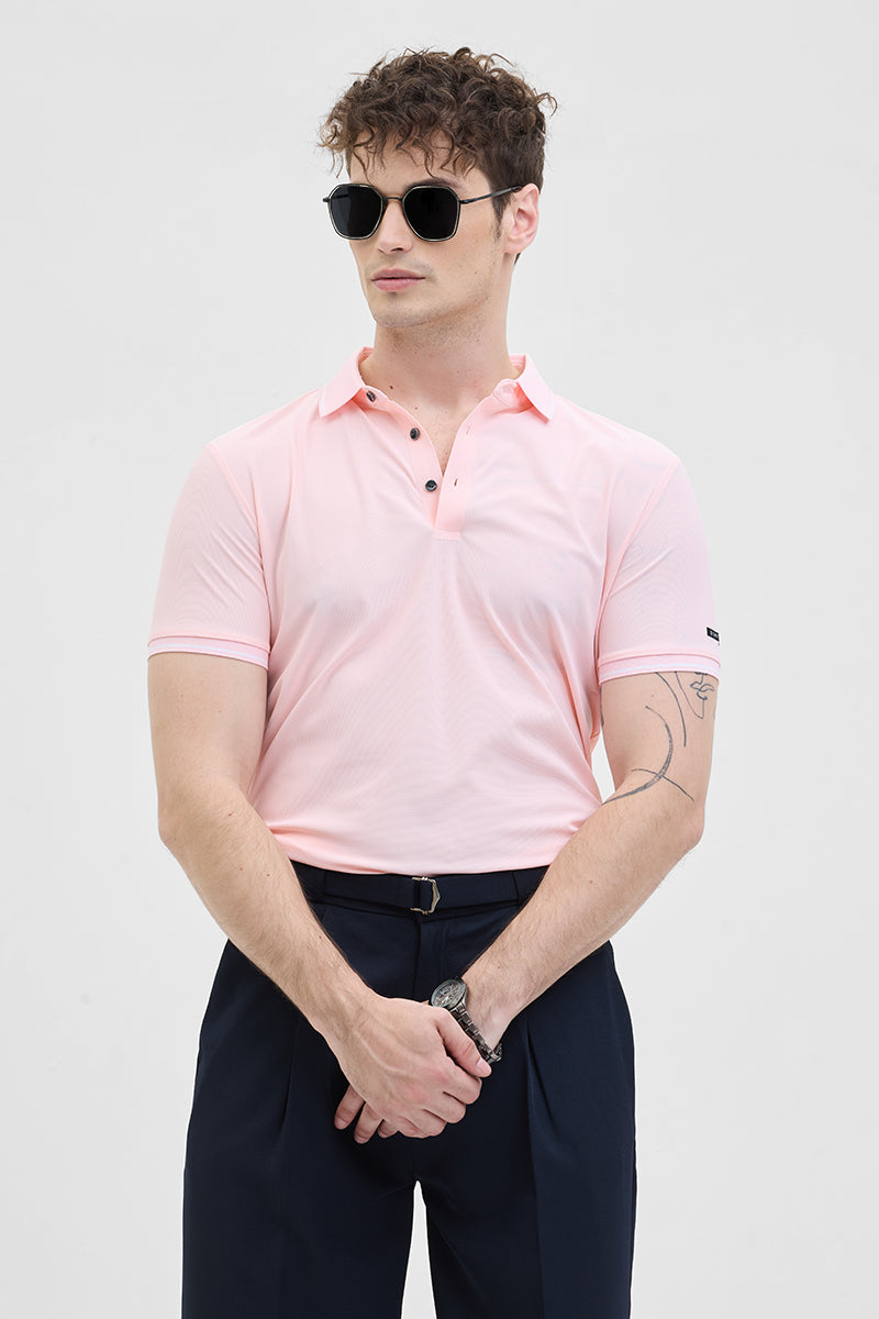 Buy Men's Light Pink Technical Stitchless Polo T-Shirt Online | Snitch ...