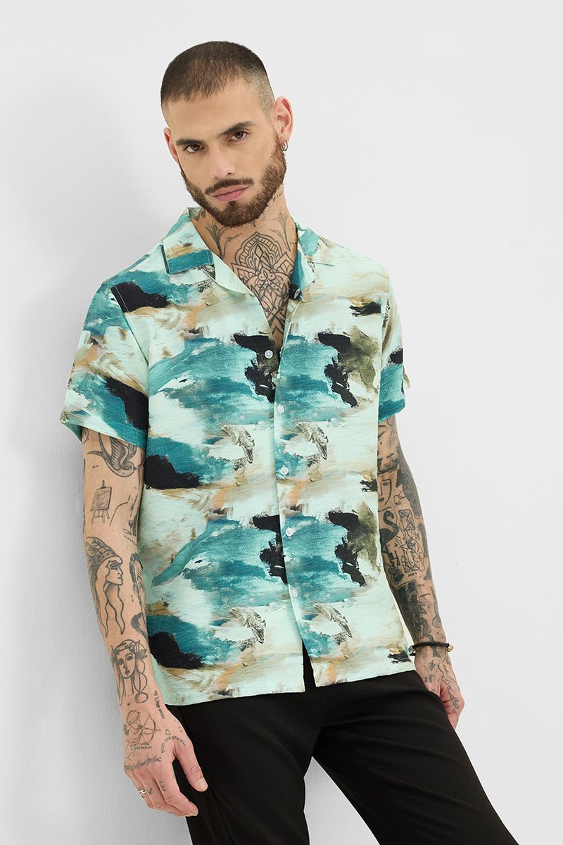 Buy Men's Turquoise Abstract Box Fit Box Fit Shirts Online | Snitch ...