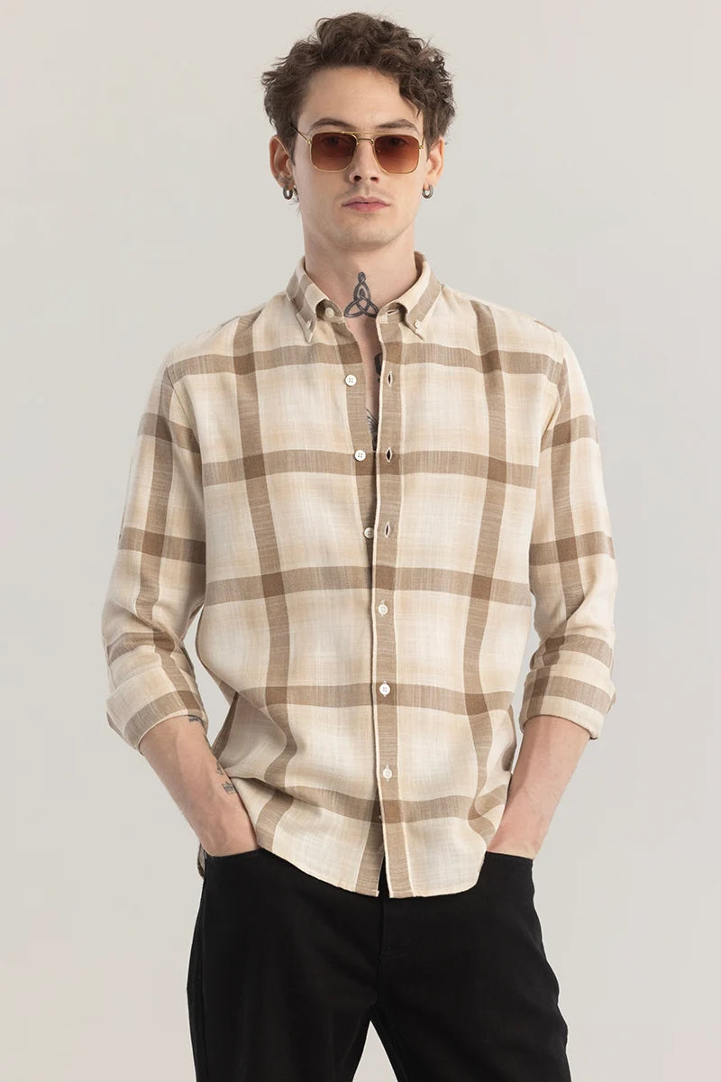 Buy Men's Plaidify Beige Checks Shirt Online | Snitch – SNITCH