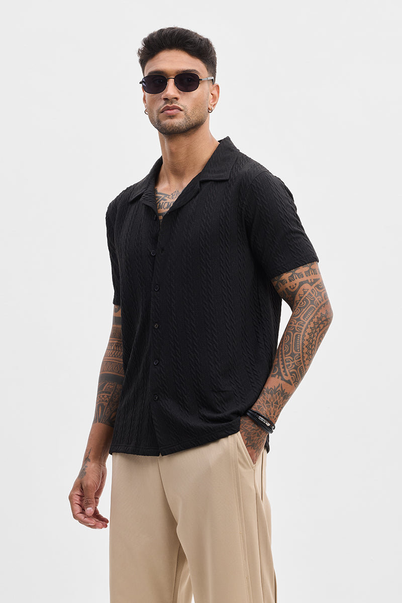 Buy Men's Black Textured Box Fit Shirts Online | Snitch – SNITCH