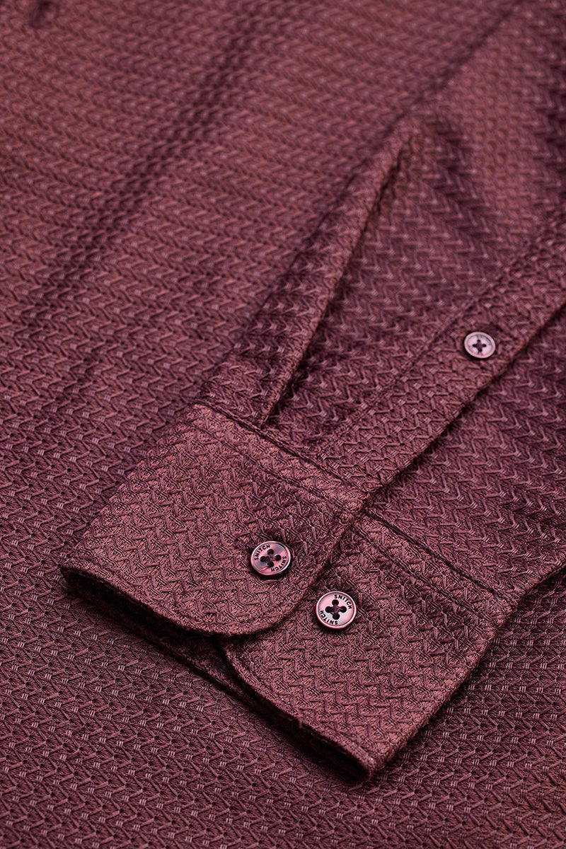 Buy Men's Maroon Self-Design Shirts Online | Snitch – SNITCH