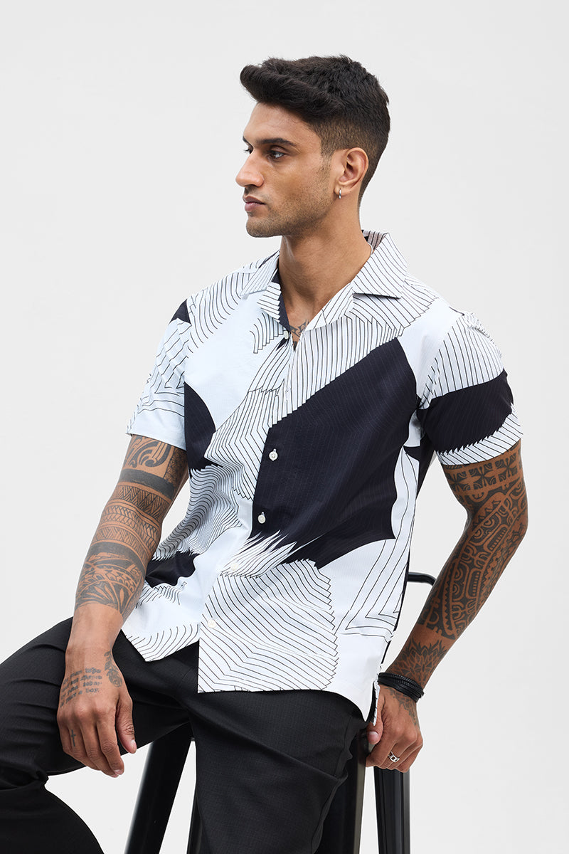 Buy Men's White Abstract Box Fit Shirts Online | Snitch – SNITCH