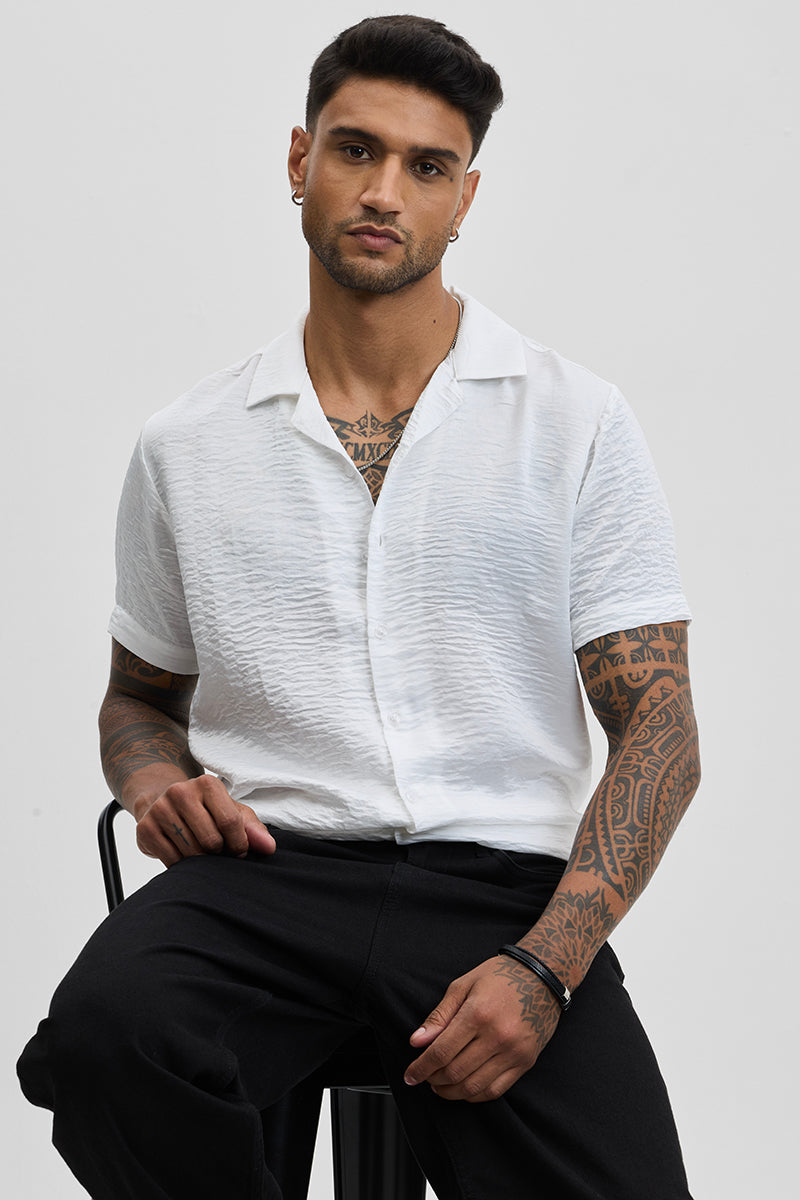 Buy Men's White Textured Box Fit Shirts Online | Snitch – SNITCH