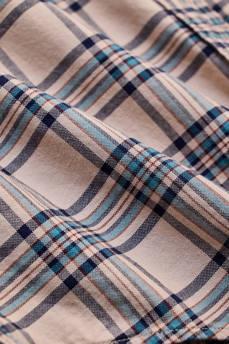 Buy Men's Beige Checks Slim Fit Shirt Online | Snitch – SNITCH