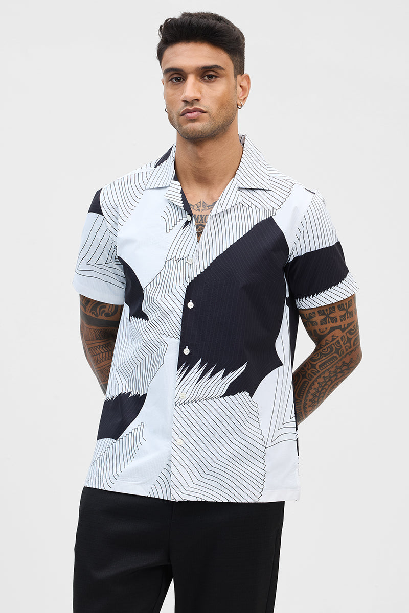 Buy Men's White Abstract Box Fit Shirts Online | Snitch – SNITCH