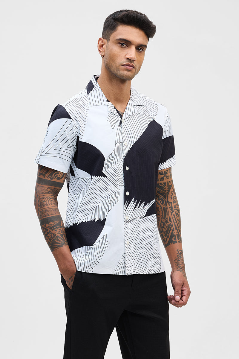 Buy Men's White Abstract Box Fit Shirts Online | Snitch – SNITCH